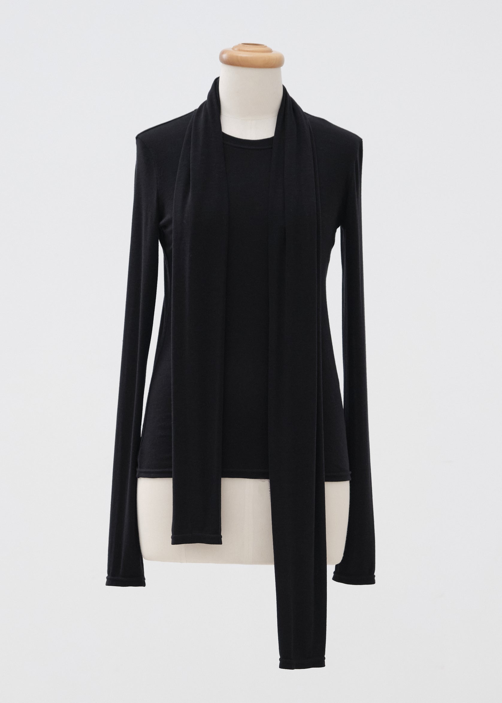 Lyocell-Wool Scarf Neck Top – 01 WOOMIN